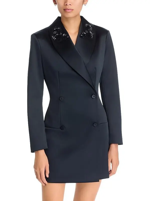 Chiara Boni La Petite Robe Reve Satin Double Breasted Mini Dress Exclusive - Black