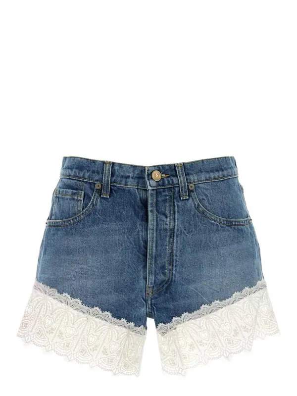 Alanui Denim Mini Shorts - Light Blue