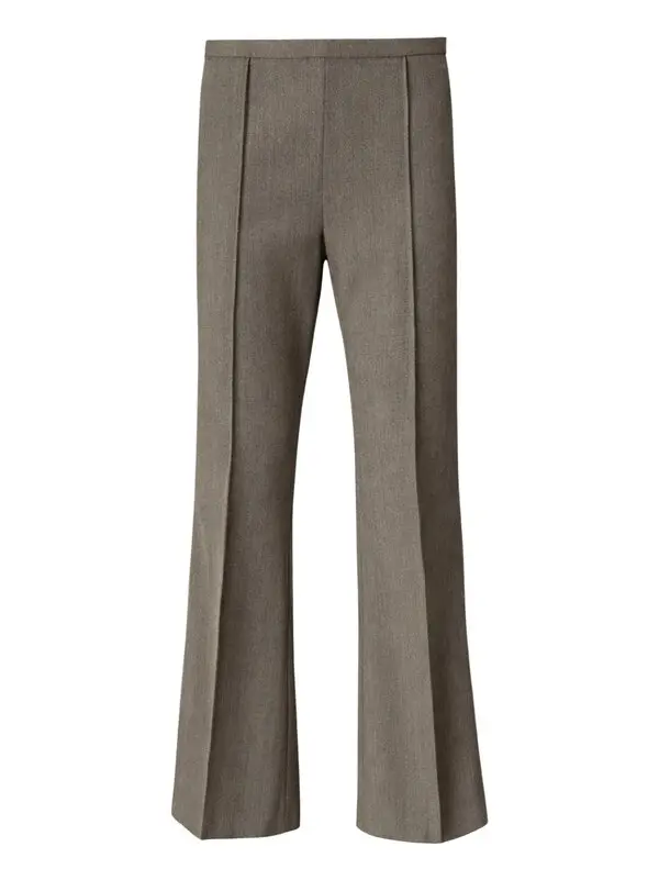 THE FRANKIE SHOP Dessa Front Pleat Flared Wool Trousers With Back Welt Pockets - Beige