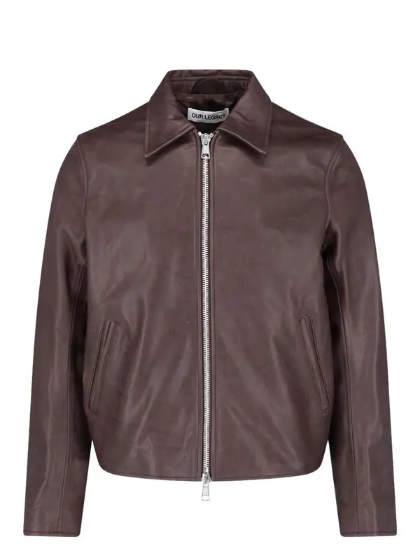 Our Legacy Waxed Bovine Leather Jacket - Brown