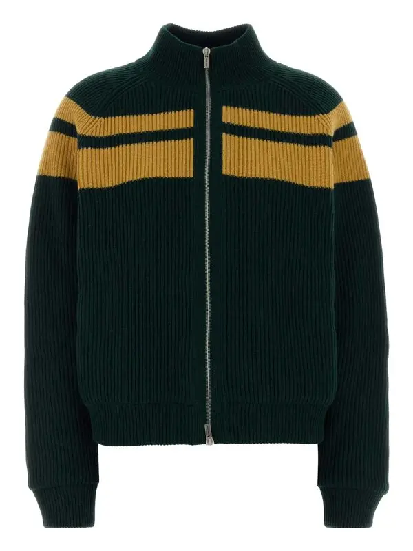 Miu Miu Bottle Green Virgin Wool Cardigan - Blue