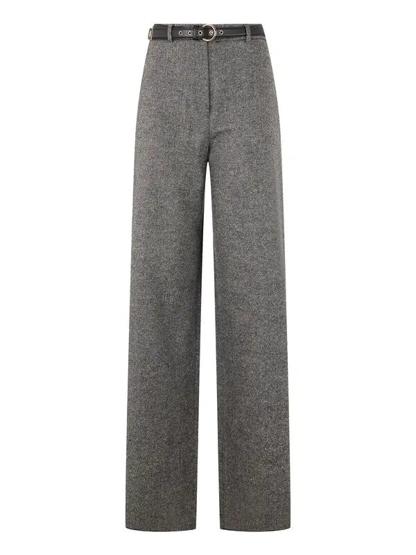 Max Mara Wide-leg Wool Pants With High Waist - Grey