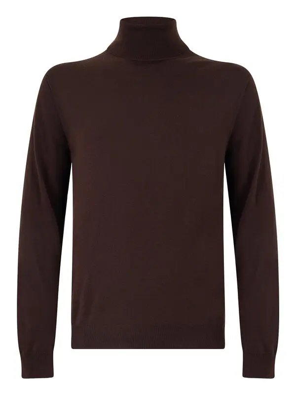 SLOWEAR High-collar Wool Sweater - Brown
