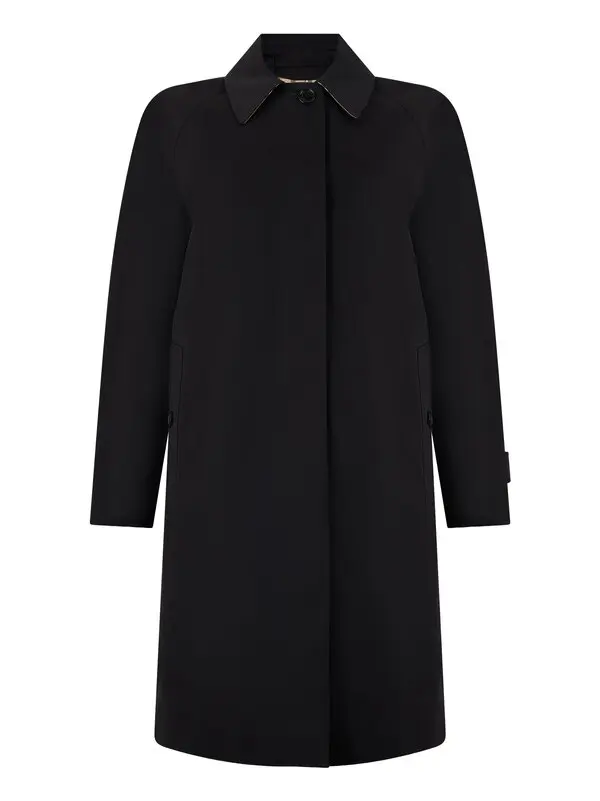 Burberry Long Cotton Trench Coat With Classic Collar - Black