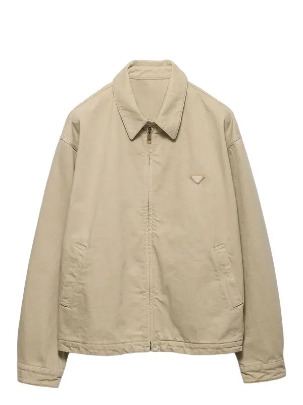 Prada Logo Patch Zip Front Jacket - Denim