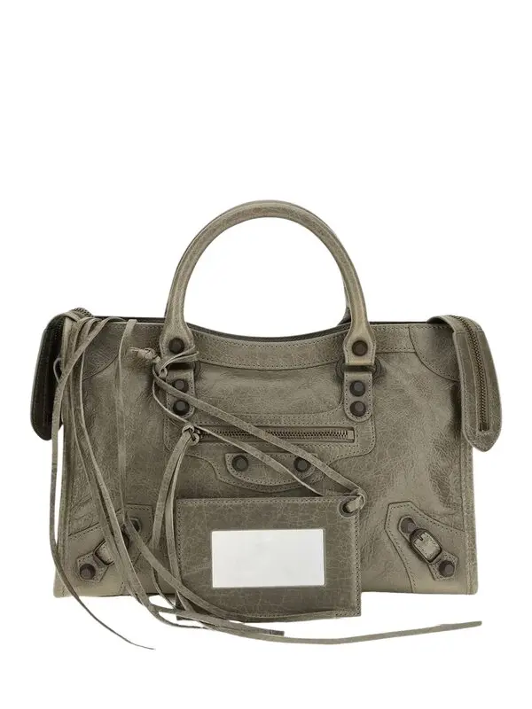 Balenciaga Leather Top Handle Bag With Mirror Detail - Green