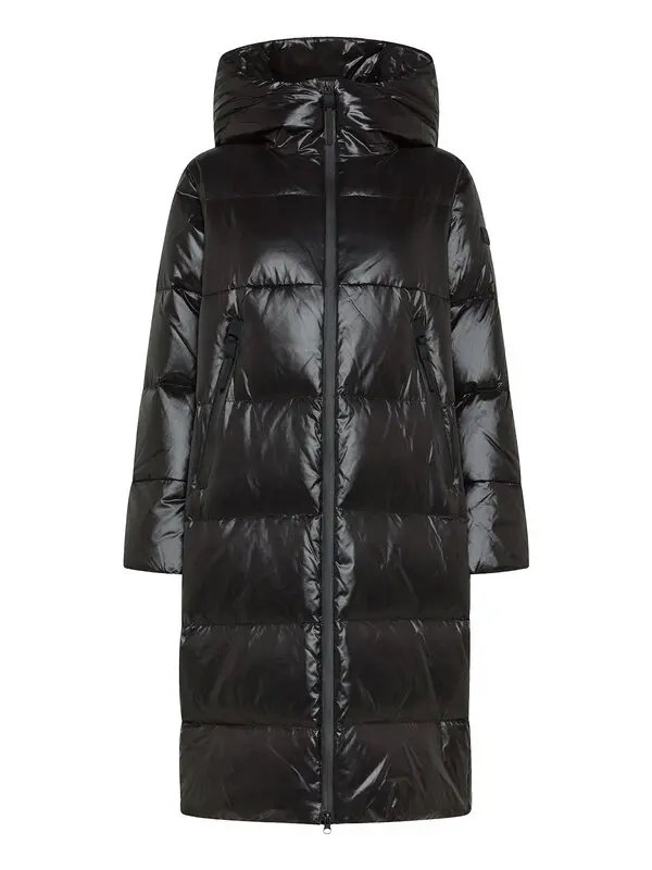 Peuterey Long Quilted Hooded Puffer Coat - Nero