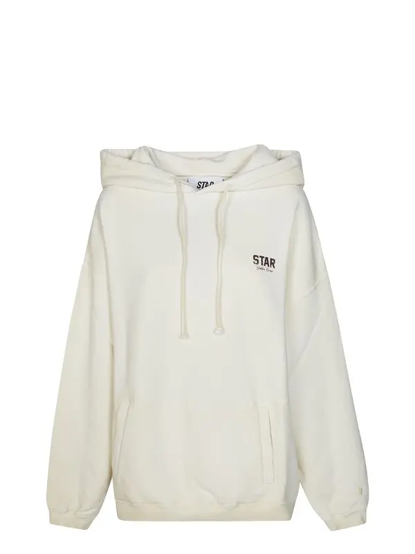 GOLDEN GOOSE Cotton Sweatshirt With Hood And Stella Print - Bianco