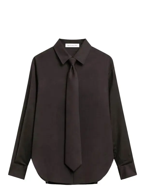 THE FRANKIE SHOP Peri Tie-detail Wool-blend Shirt For - Brown
