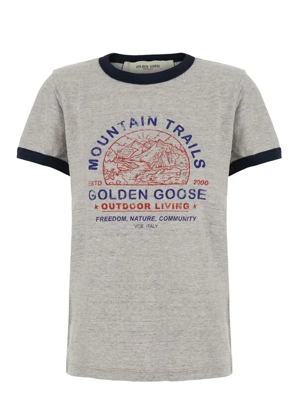 GOLDEN GOOSE Slim Long-sleeve Slub Cotton T-shirt With Round Neck - Grey