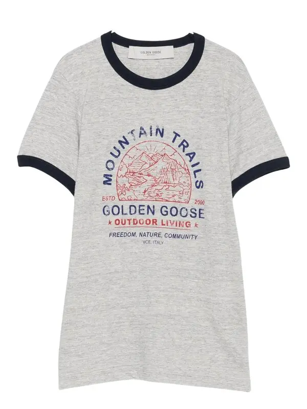 GOLDEN GOOSE Slim Long-sleeve Slub Cotton T-shirt With Round Neck - Grey