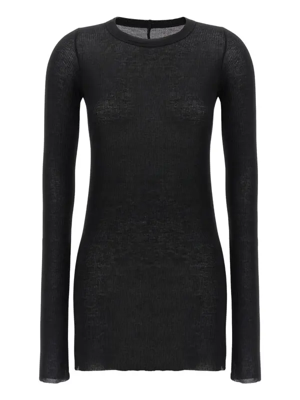 Rick Owens Ribbed Long-sleeve Crewneck Top - Black