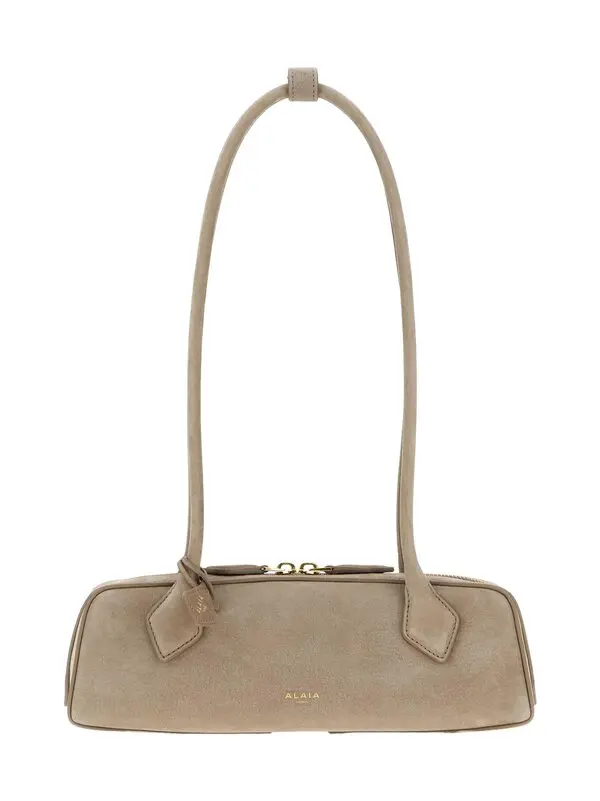 Alaïa Dove Nabuk Teckel Mini Shoulder Crossbody Bag - Grey