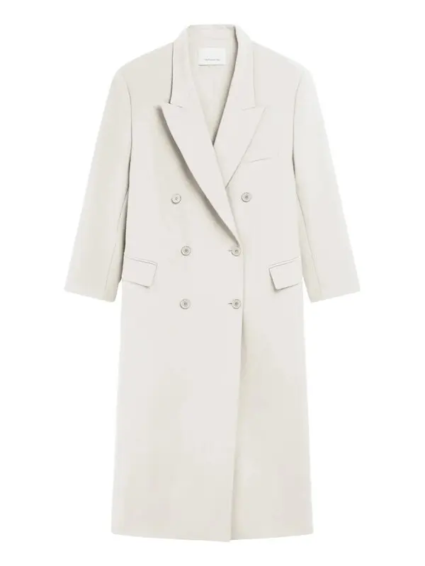 THE FRANKIE SHOP Jane Long Double-breasted Blazer Jacket - White