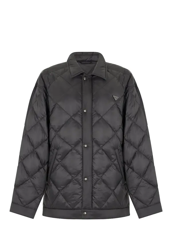 Prada Geometric Padded Jacket With Logo Detail - Black