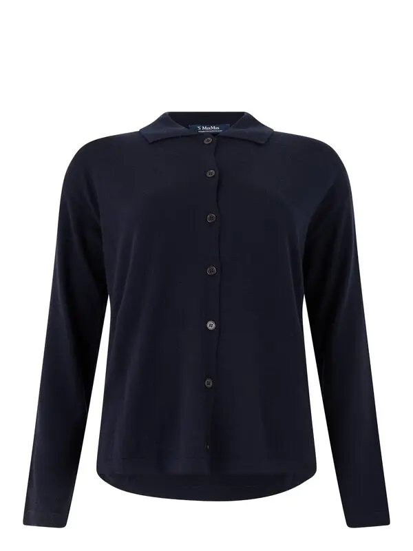 Max Mara Long-sleeve Button Polo Sweater - Blue