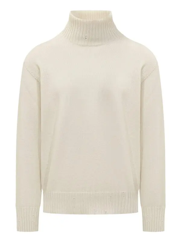 AMARANTO Dolcevita Knit Top With Soft Turtleneck - Panna