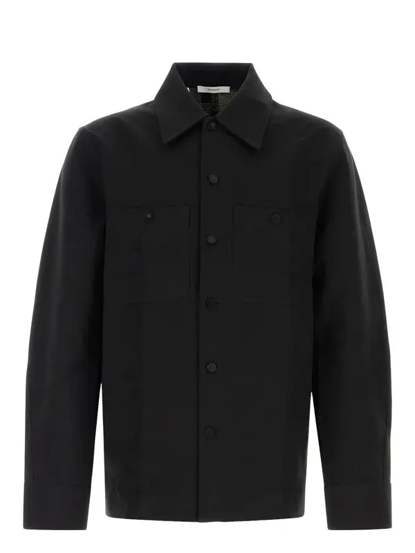 Givenchy Cotton Couture Seam Shirt With Checkered Reverse, Classic Collar & Chest Pockets - Black