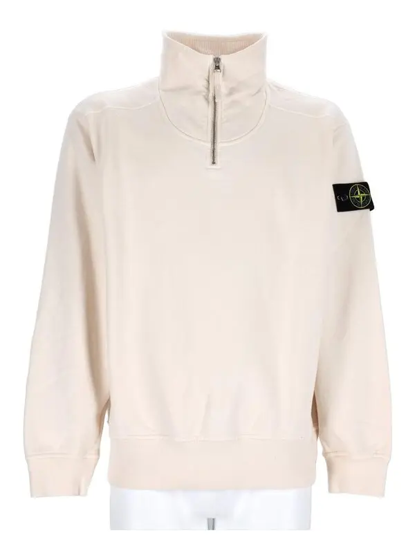Stone Island Stonewashed-effect Knit Polo Shirt - Ivory