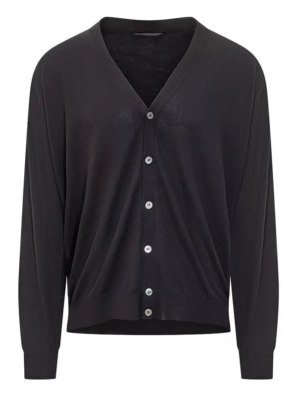 FILIPPO DE LAURENTIIS Button-front Wool Cardigan - Navy