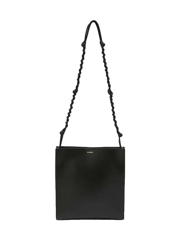JIL SANDER Tangle Medium Leather Shoulder Bag - Black
