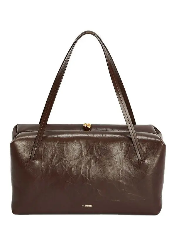 JIL SANDER Goji Pillow Medium Leather Shoulder Bag - Chocolate