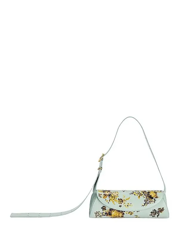 JIL SANDER Cannolo Small Floral Print Leather Shoulder Bag - Jade