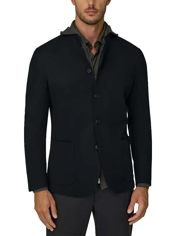 Boggi Milano Diagonal Wool Blend B Tech Blazer - Black