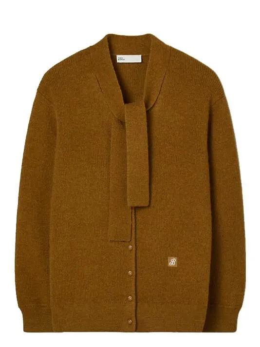 Tory Burch Front-tie Wool Cardigan - Pecan