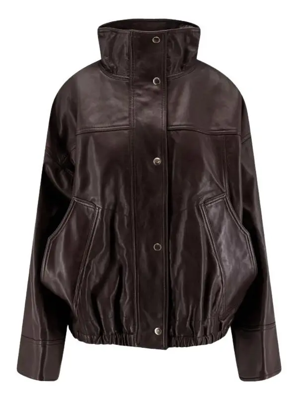 RÓHE Long-sleeved Leather Jacket - Black