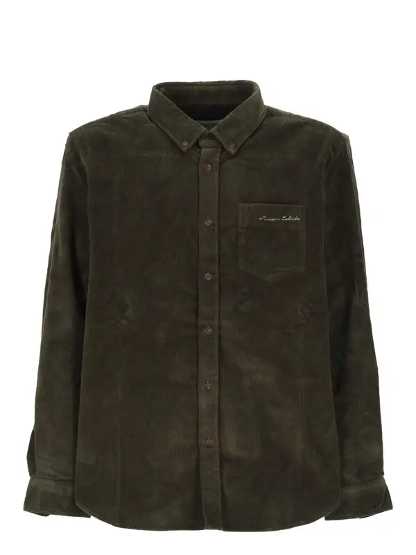 Maison Labiche Corduroy Embroidered-logo Shirt - Green