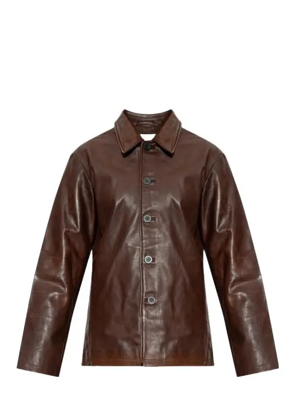 Studio Nicholson Landau Leather Jacket - Maroon