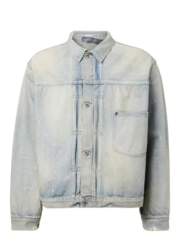 A.PRESSE Effect Pleated Denim Jacket - Bleached