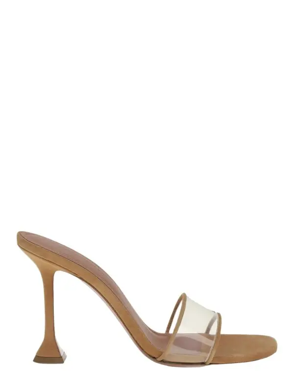 Amina Muaddi High-heeled Sandals With Transparent Uppers - Brown