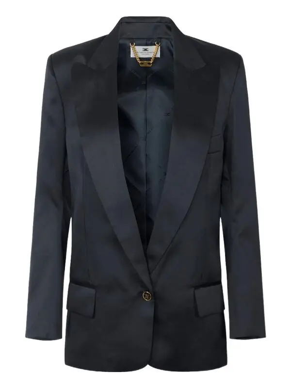 Elisabetta Franchi Satin Single-breasted Blazer - Black