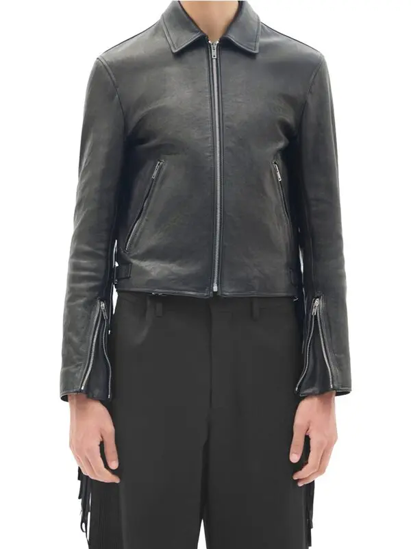 ANN DEMEULEMEESTER Karo Leather Jacket - Black
