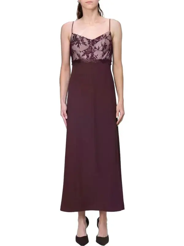 HANITA Lace-panelled Camisole Maxi Dress - Red
