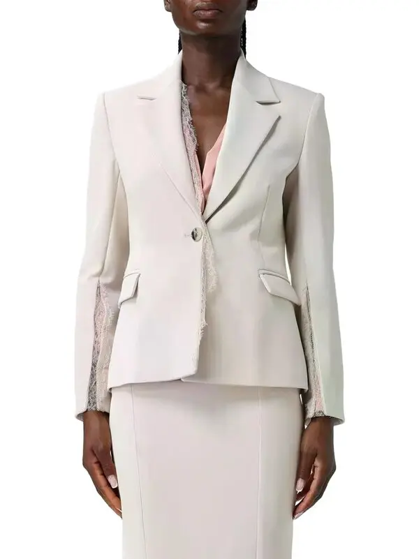 HANITA Lace-trim Single-breasted Blazer - Neutrals