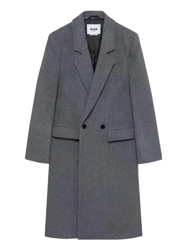 MSGM Double-breasted Peak-lapels Coat - Grey