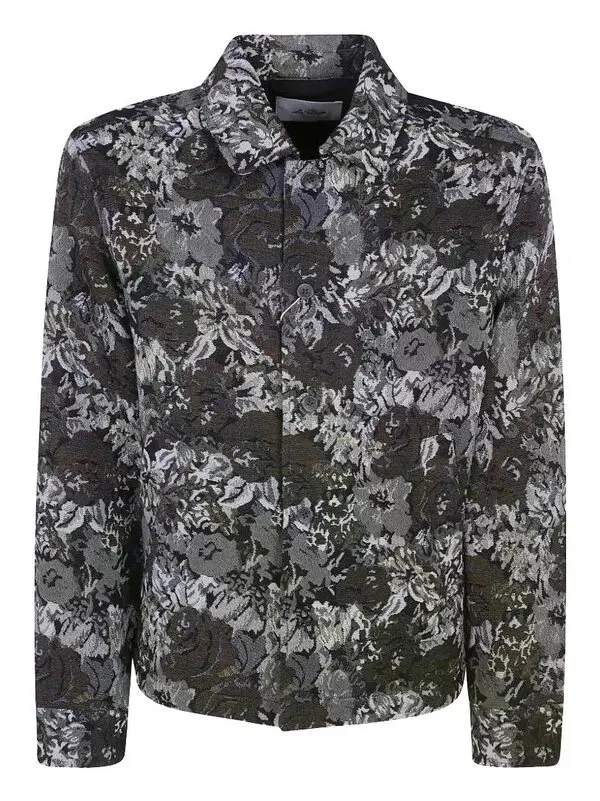 LES DEUX Floral-jacquard Shirt Jacket - Brown