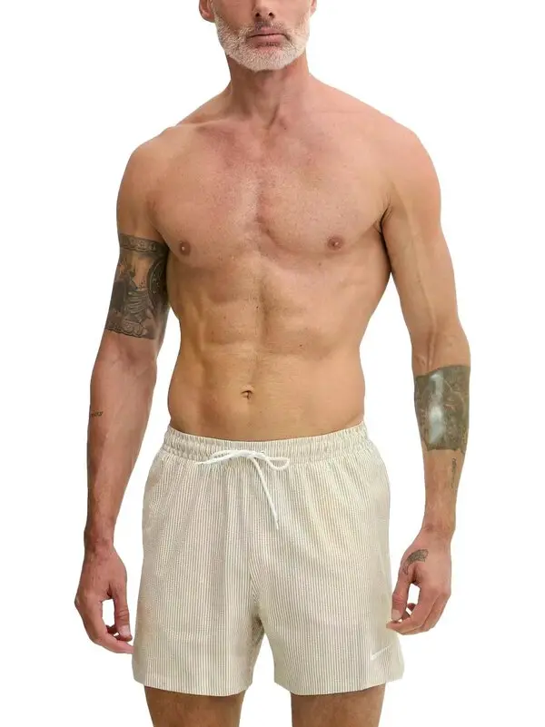 Nike Seersucker-texture Striped Swim Shorts - Neutrals
