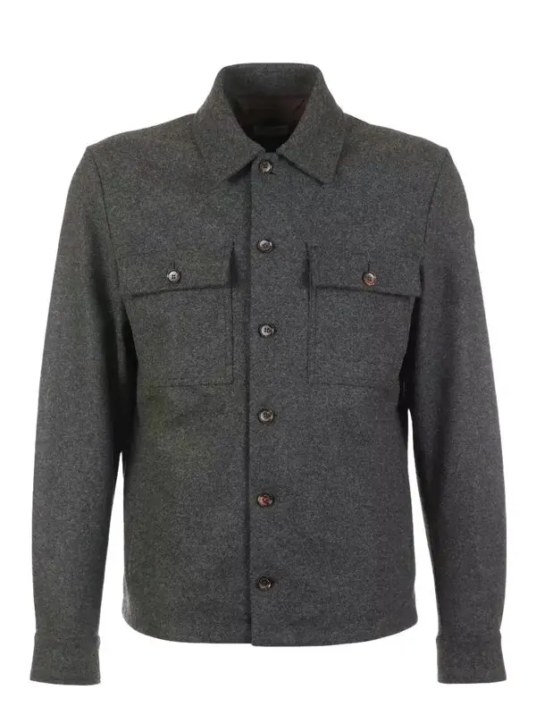 Moncler Logo-patch Button-up Shirt Jacket - Grey