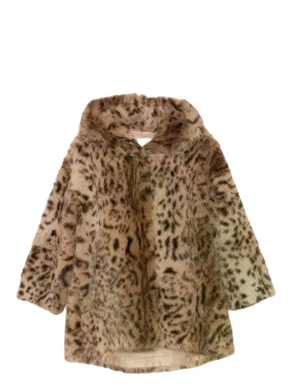 CENERE GB Leopard-print Hooded Coat - Brown