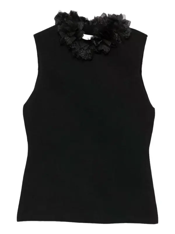 Aje Fleura Floral-embellished Sleeveless Top - Black