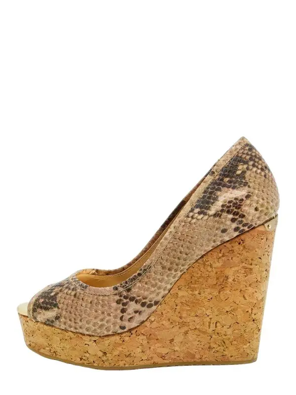 JIMMY CHOO Python-embossed Wedge Pumps - Neutrals