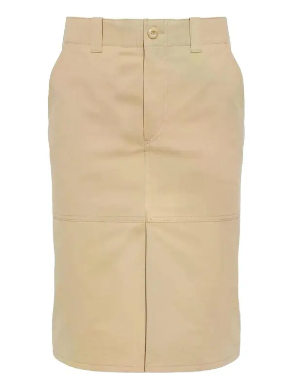 Kenzo Front-slit Cotton Skirt - Neutrals