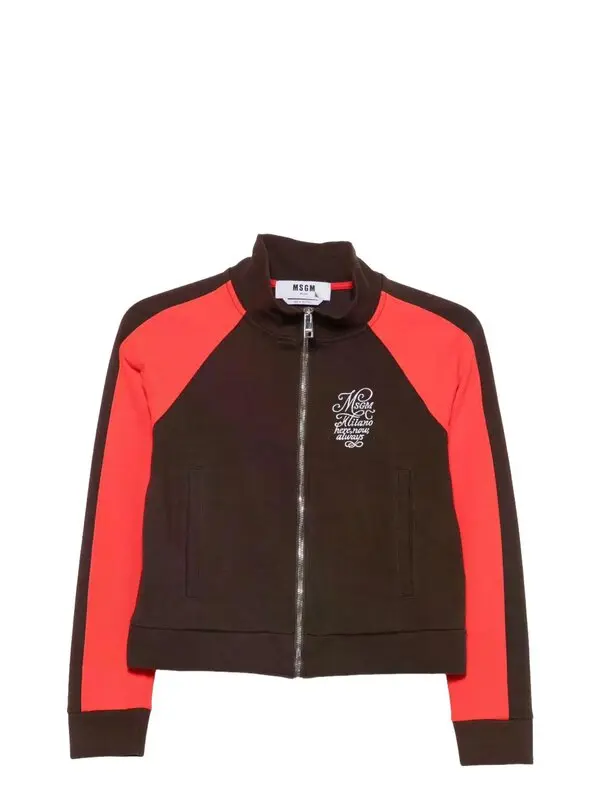 MSGM Logo-embroidered Colour-block Sweatshirts - Brown
