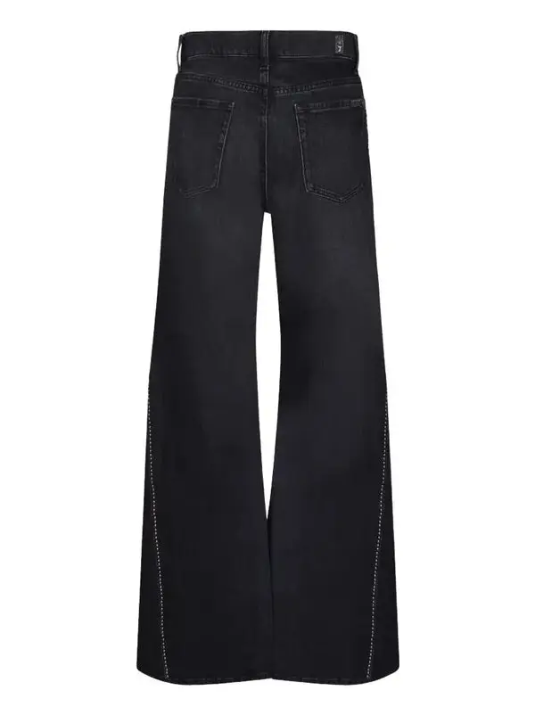 7 For All Mankind Lotta Stud-embellished Wide-leg Jeans - Black