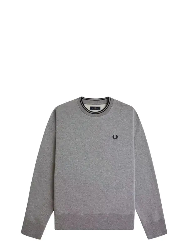 Fred Perry Logo-embroidered Striped-trim Sweater - Grey