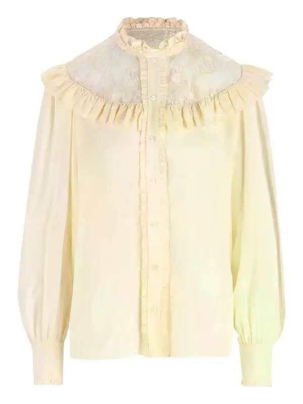 Chloé Ruffled Lace-panel Shirt - Neutrals